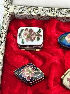Storage & Organization | Cloisonn Floral Mini Pill Box Set In Green ...